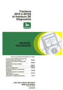Manuel d'atelier et entretien des tracteurs John Deere, 6810 et 6910